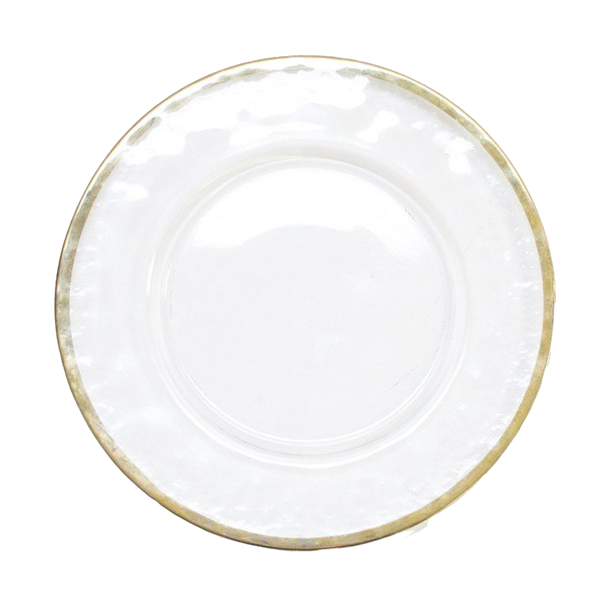 Hammered Gold Rim Glass Charger – EventWorks Rentals